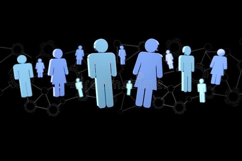 Network Connection with People Linked Each Other - 3D Rendering Stock ...
