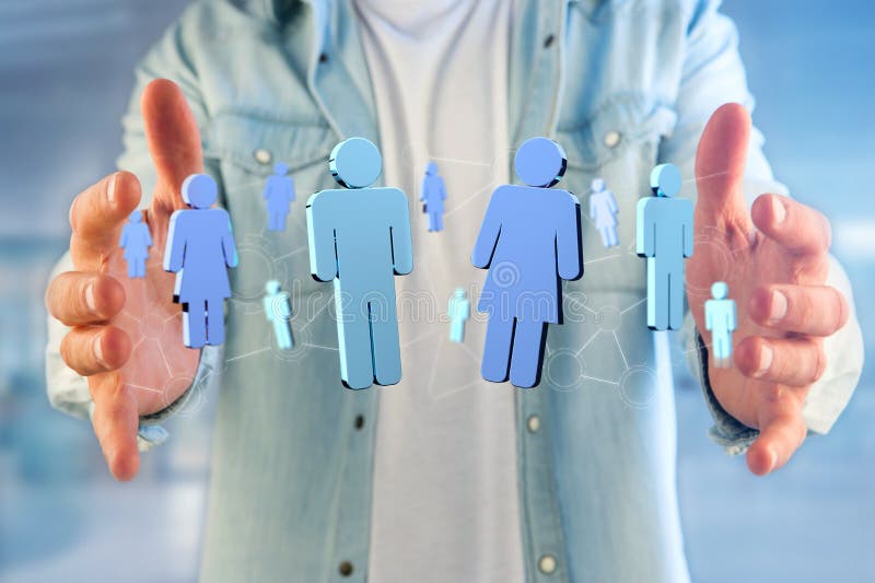 Network Connection with People Linked Each Other - 3D Rendering Stock ...