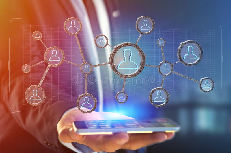 Network Connection with People Linked Each Other in Technology W Stock ...