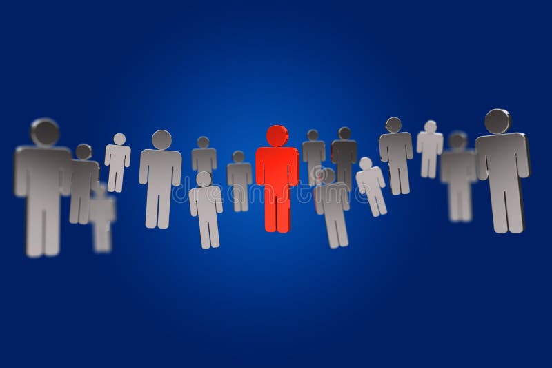 Network Connection with a Red People in the Middle - 3D Rendering Stock ...