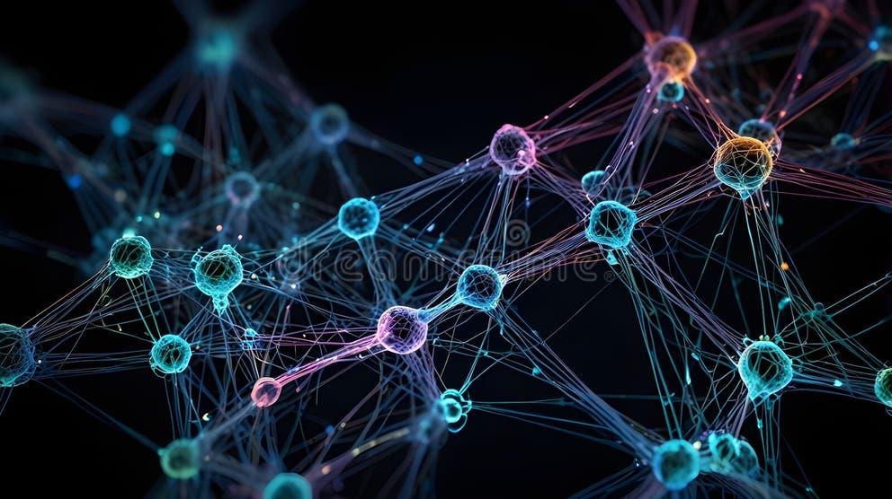 Neural Network Visualized As an Interconnected Web of Glowing Points Stock Illustration ...