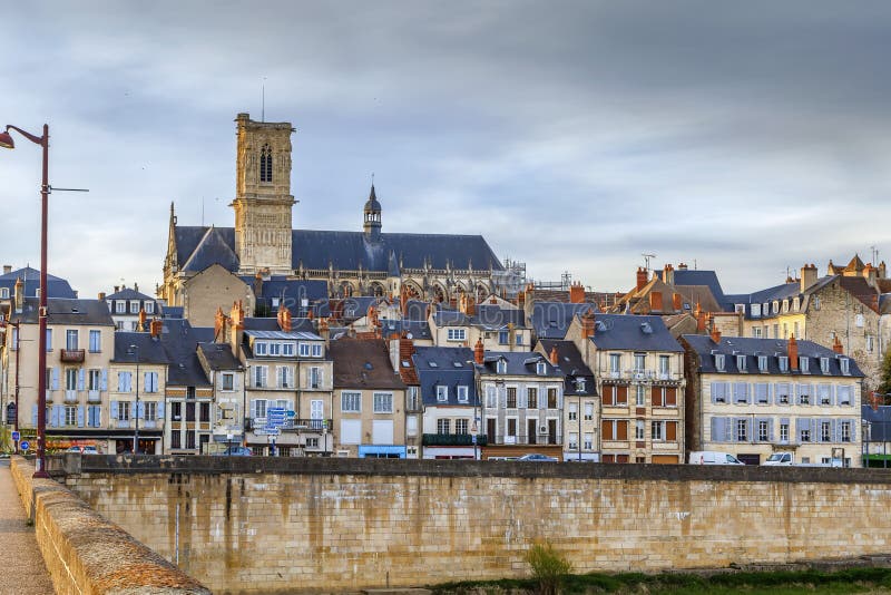 View of Nevers, France stock photo. Image of beach, tower - 163101106