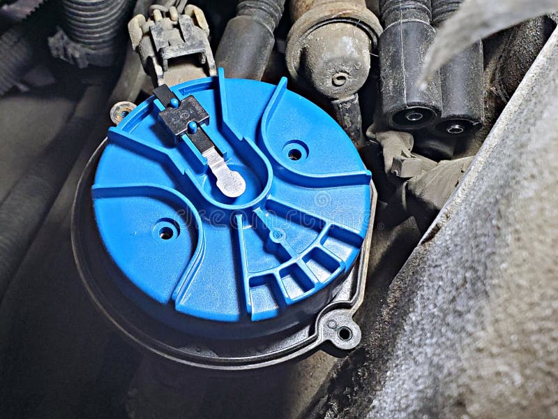New Distributer Rotor on Old Engine Stock Photo - Image of terminal ...