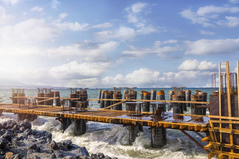 New Pier Piles of the Harbor. a Pile or Piling is a Vertical Structural ...