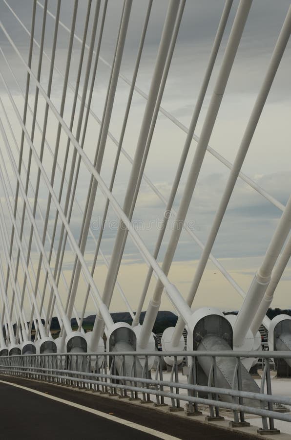 Diagonal Cables stock photo. Image of suspension, triple - 99766644