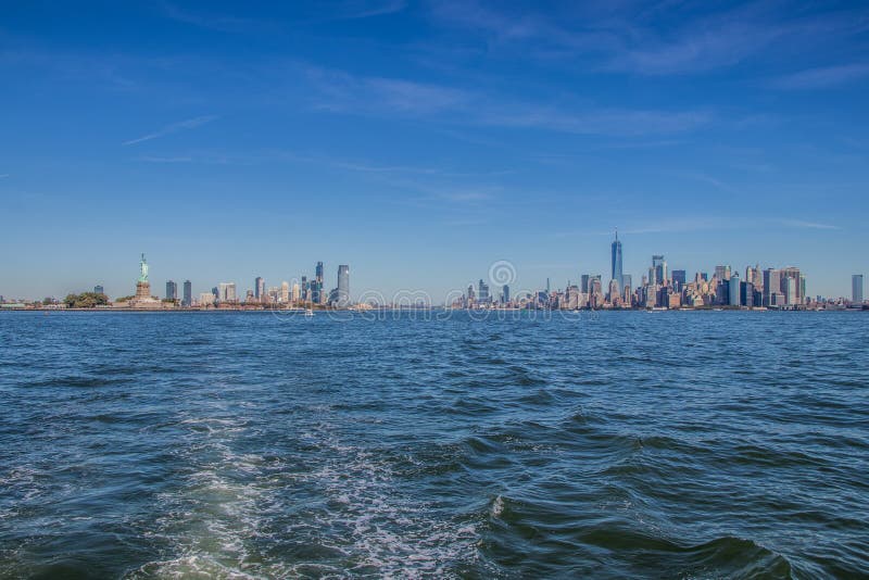 View of New York Harbour and the Skyline Stock Image - Image of season ...