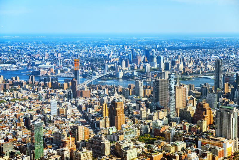 View of New York and Manhattan from a Bird`s Eye View. Stock Photo ...