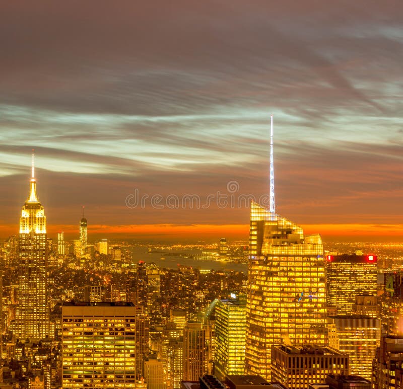 View of New York Manhattan during Sunset Hours Editorial Stock Photo ...