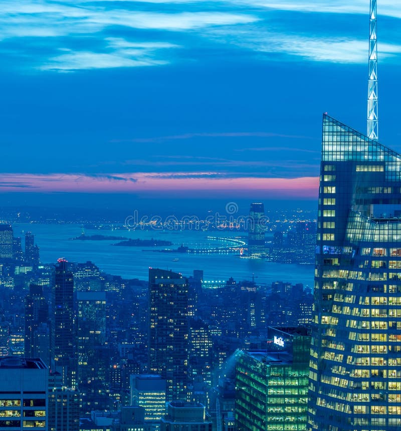 View of New York Manhattan during Sunset Hours Editorial Image - Image ...