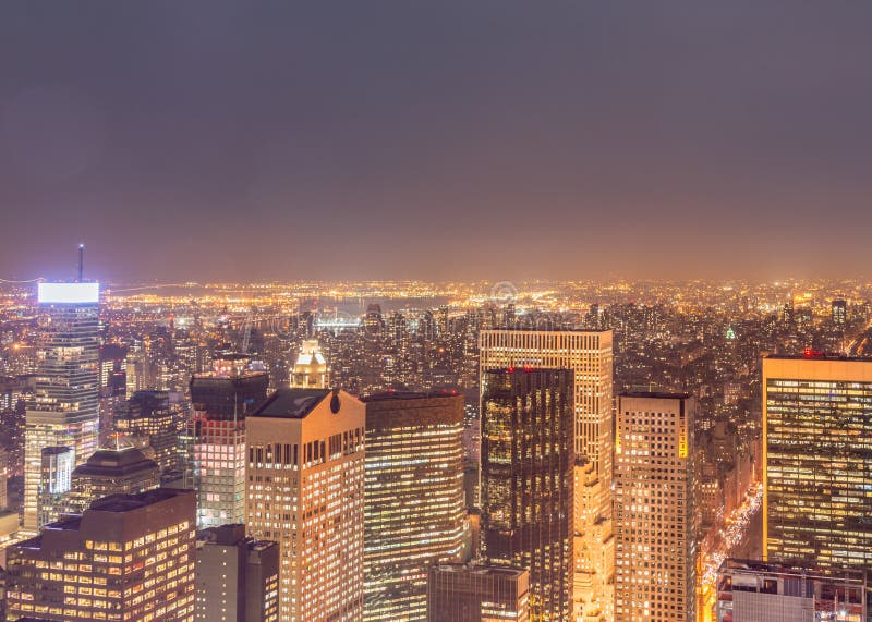 View of New York Manhattan during Sunset Hours Stock Image - Image of ...