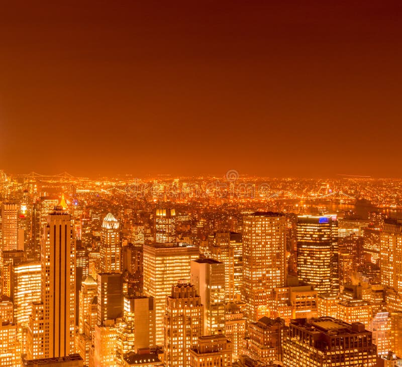 View of New York Manhattan during Sunset Hours Stock Image - Image of ...