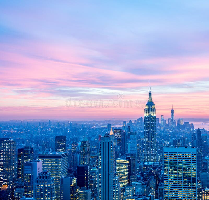 The View of New York Manhattan during Sunset Hours Editorial Stock ...
