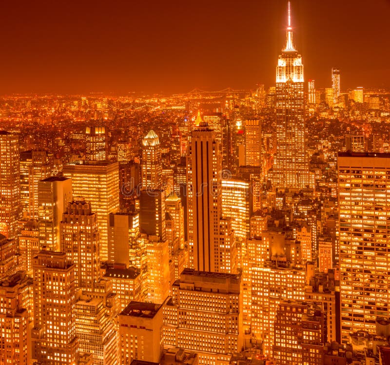 The View of New York Manhattan during Sunset Hours Stock Photo - Image ...