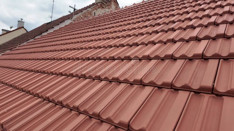 View of the Newly Built Roof on a Historic Building. New Roof Coverage ...