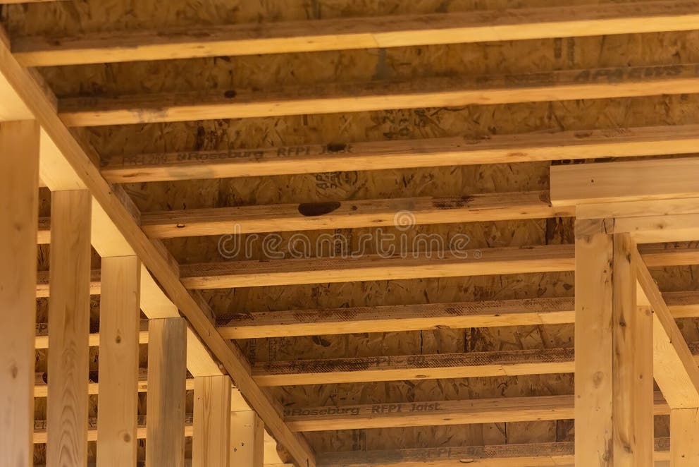 A View of a Newly Constructed Wood-framed Ceiling Stock Image - Image ...