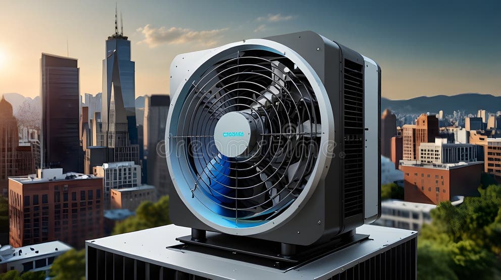 Next-gen Eco-friendly Cooling Tech for Cities Stock Illustration - Illustration of renewable ...