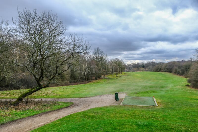 View of the Next Hole on a Golf Course, Looking Down from the Te Stock ...
