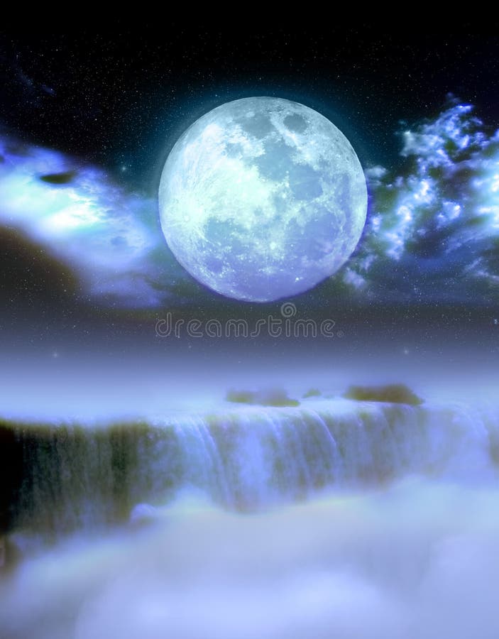 Niagara Falls Under Violet Moon Stock Illustration - Illustration of ...