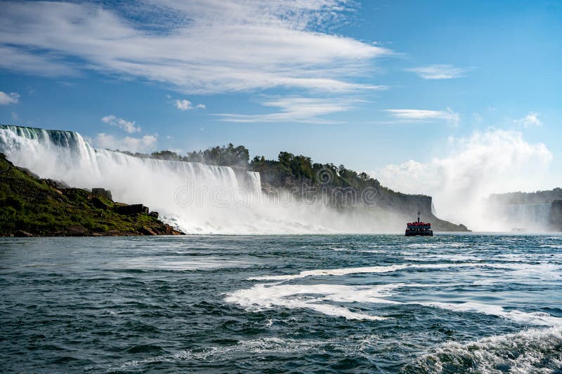 View of Niagara Falls from the Niagara River Stock Image - Image of ...