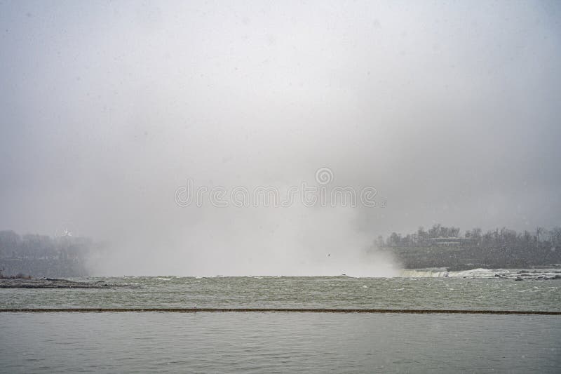 View of Niagara Falls in Snowy Weather Stock Image - Image of water ...
