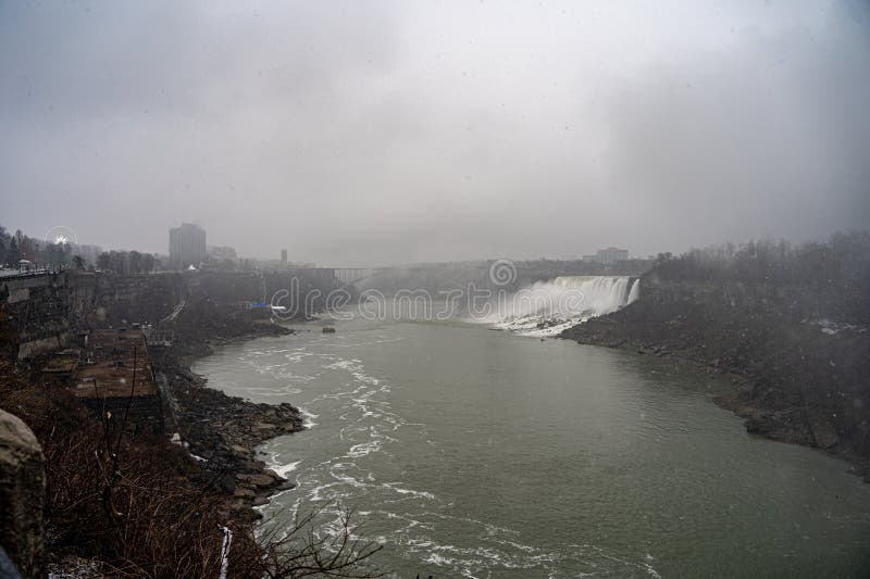 View of Niagara Falls in Snowy Weather Stock Photo - Image of fall ...
