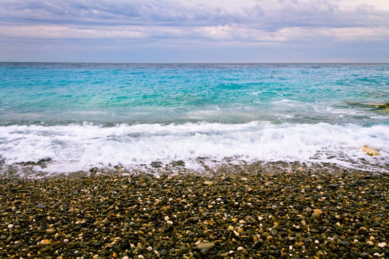 View of Nice empty beach stock image. Image of mediterranean - 36591615