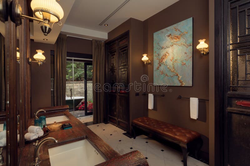 Contemporary Modern Restroom Stock Image - Image of idomestic, design ...