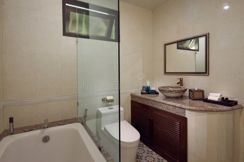 Contemporary Modern Restroom Stock Photo - Image of property, bidet ...