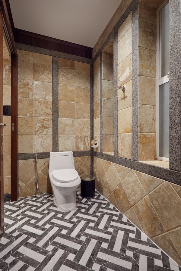 Nice White Tiled Modern Restroom Stock Image - Image of furnishing ...