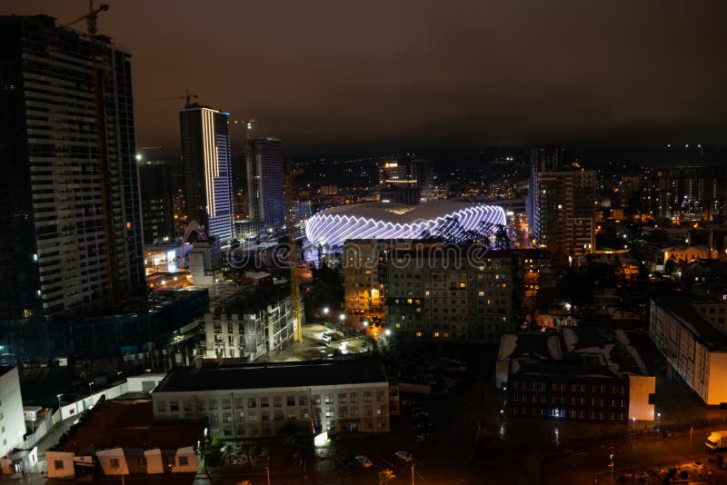 View of the Night City. Batumi, Adjara, Georgia Stock Photo - Image of ...