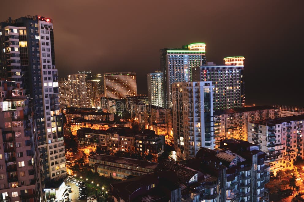 Night City Lights, Top View. Night Panorama. City Night Landscape Stock ...