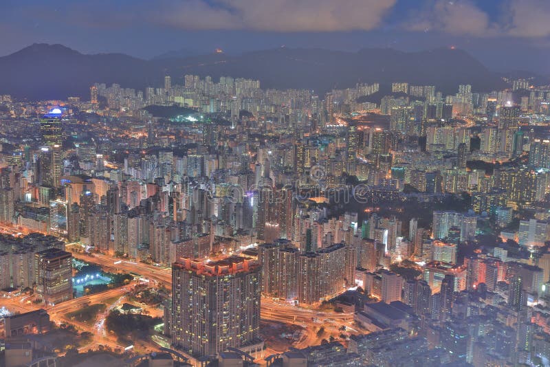A View of Night Kowloon from Icc Stock Image - Image of evening ...
