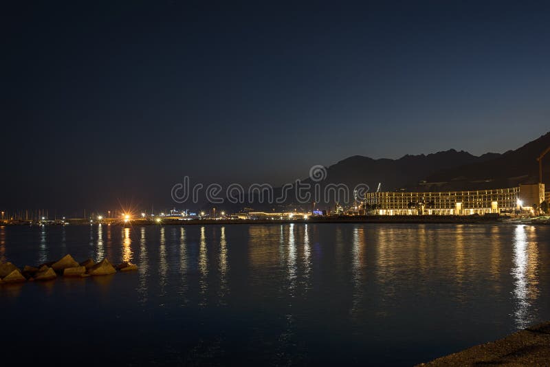 Night Port Salerno stock photo. Image of night, light - 156957534