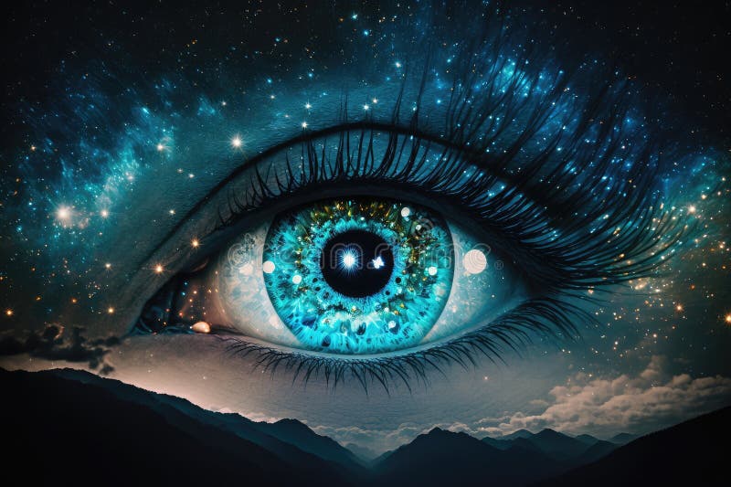 A View of the Night Sky, with Stars Shining and All-seeing Eye Visible ...