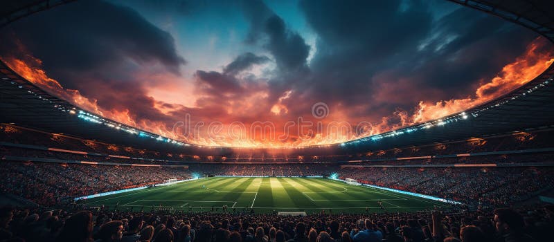 View of the Night Soccer Stadium during the Match Stock Illustration ...