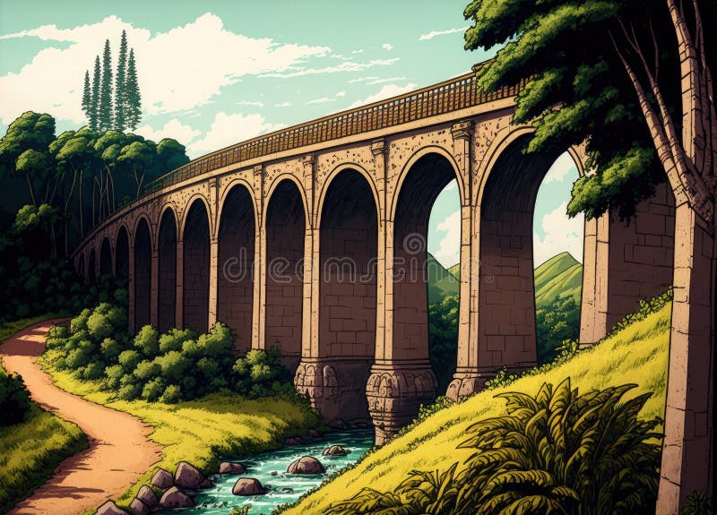 View of the Nine Arches Bridge in Sri Lanka Stock Illustration ...