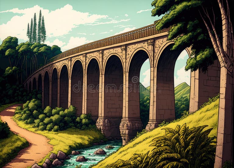 View of the Nine Arches Bridge in Sri Lanka Stock Illustration ...