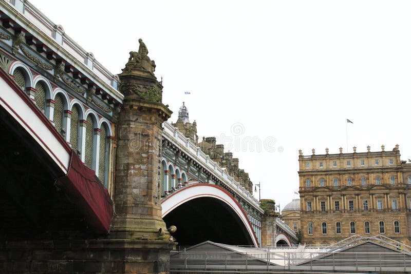 View of the North Bridge, Bridge, and Old Town in Edinburgh Scotland ...