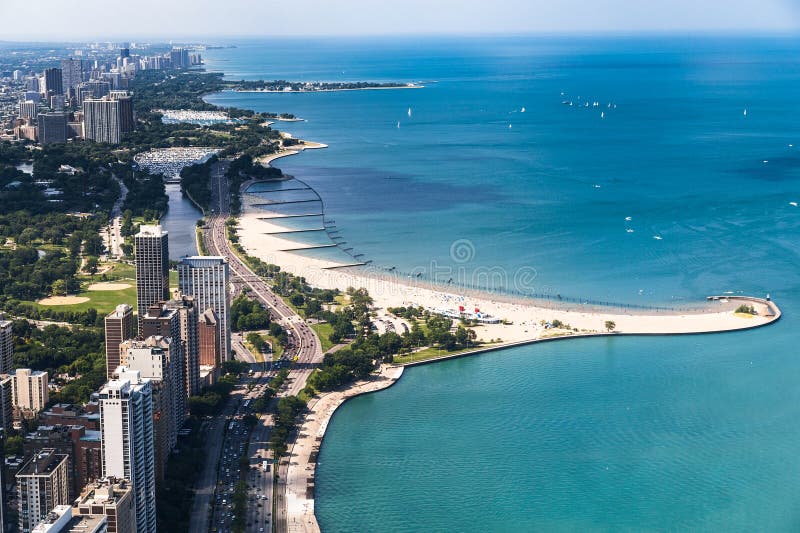View of North Side Chicago from John Hancock Tower Stock Image - Image ...
