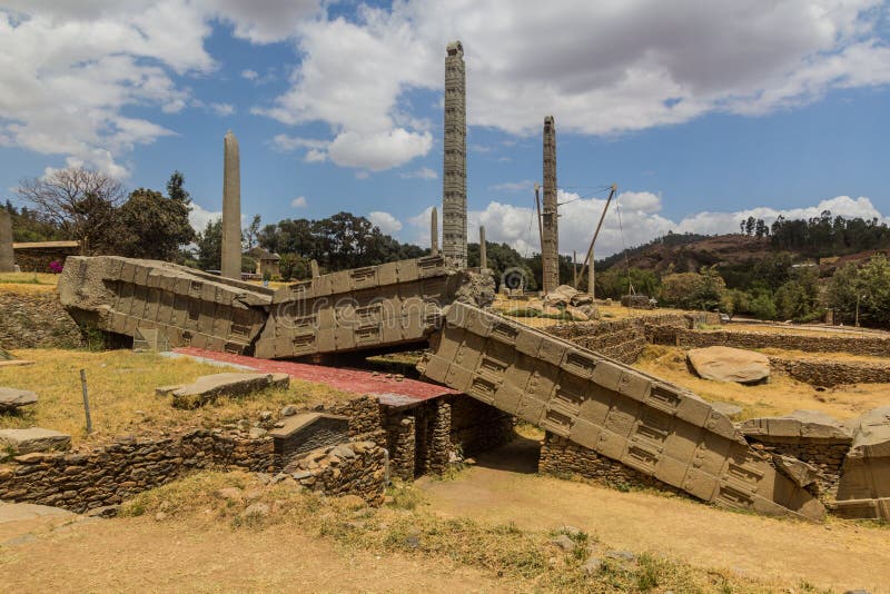 View of Northern Stelae Field in Axum, Ethiop Stock Image - Image of ...