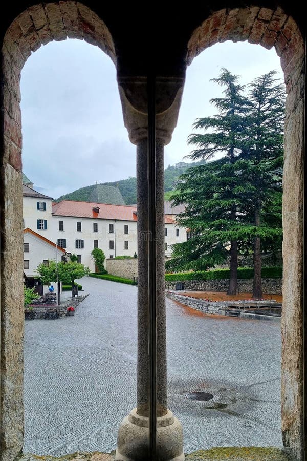 View of the Novacella Monastery Courtyard through the Double-winged ...