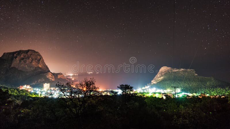 View of Novyi Svet (Crimea) at Night Stock Photo - Image of stars ...