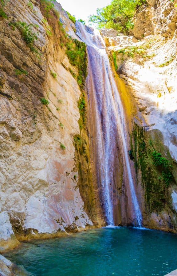 View of Nydri Waterfall Lefkada Island Greece Stock Photo - Image of ...