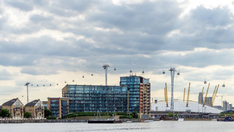 View of the O2 Building and the London Cable Car Editorial Photography ...