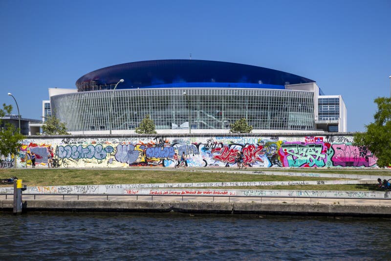 View of the O2 World Arena and the Berlin Wall. Editorial Photography ...