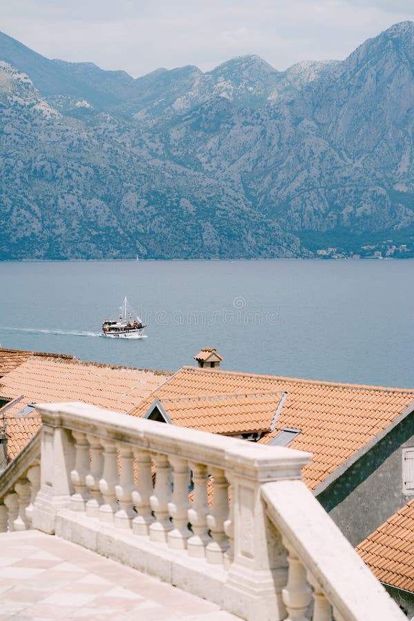 View from the Observation Deck with a Balustrade of a Ship Sailing ...