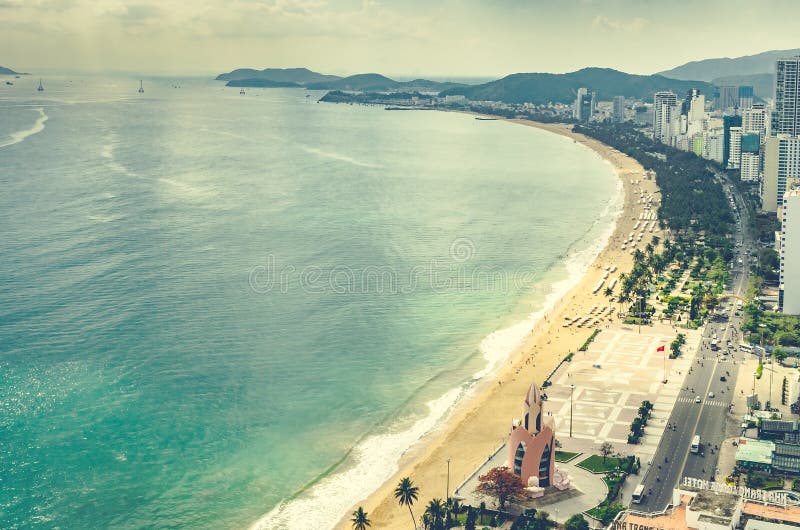View from the Observation Deck of the Building To the Sea and the Beach ...