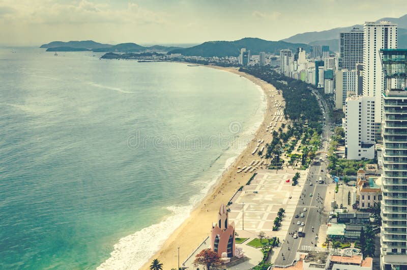 View from the Observation Deck of the Building To the Sea and the Beach ...