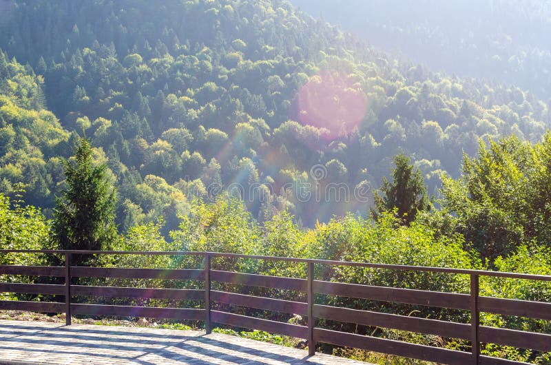 View from the Observation Deck To the Mountains Covered with Dense ...