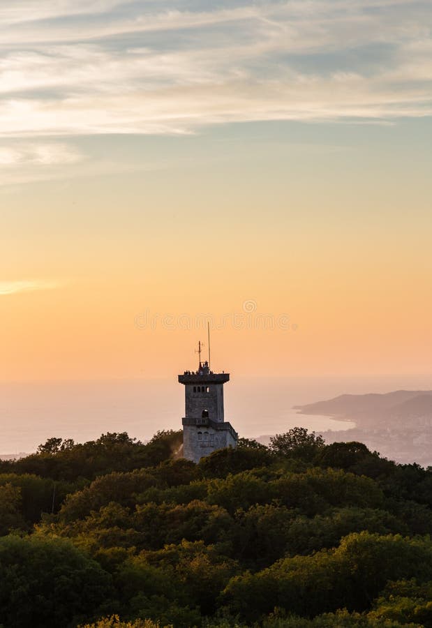 View of the Observation Tower on Mount Akhun on the Ridge in Sochi ...
